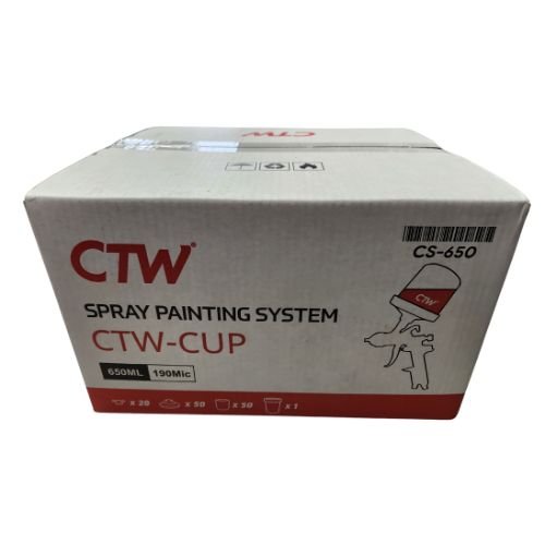 CTW CS-650ml (22oz) Disposable Paint Cup System, 50 pc Lid/Liner Kit